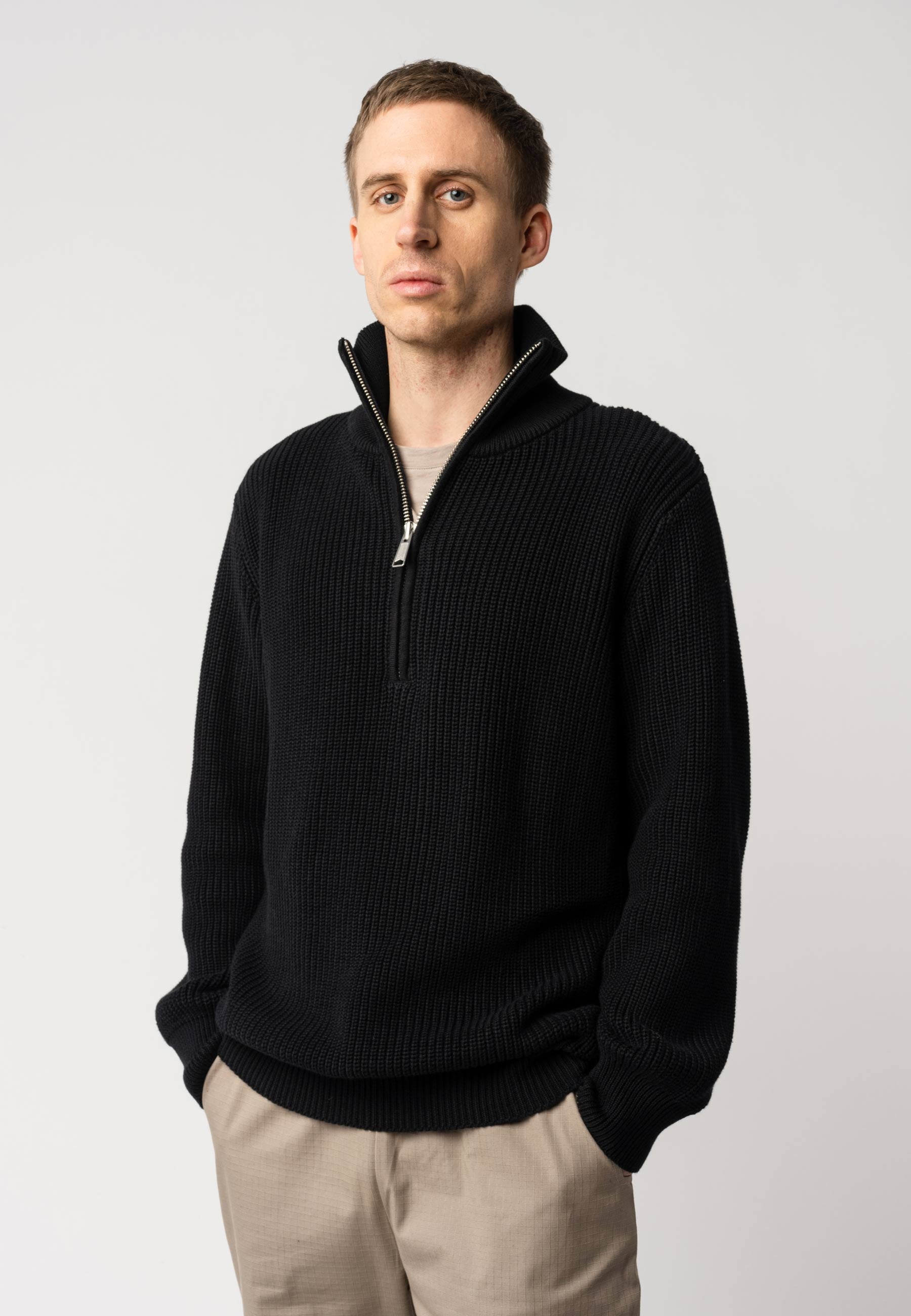 Melawear Rib Knit Troyer Udai Schwarz - Dein lässiger Style